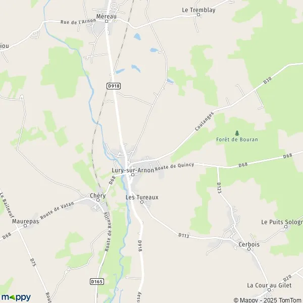 Map Lury-sur-Arnon: map of Lury-sur-Arnon (18120) and practical information