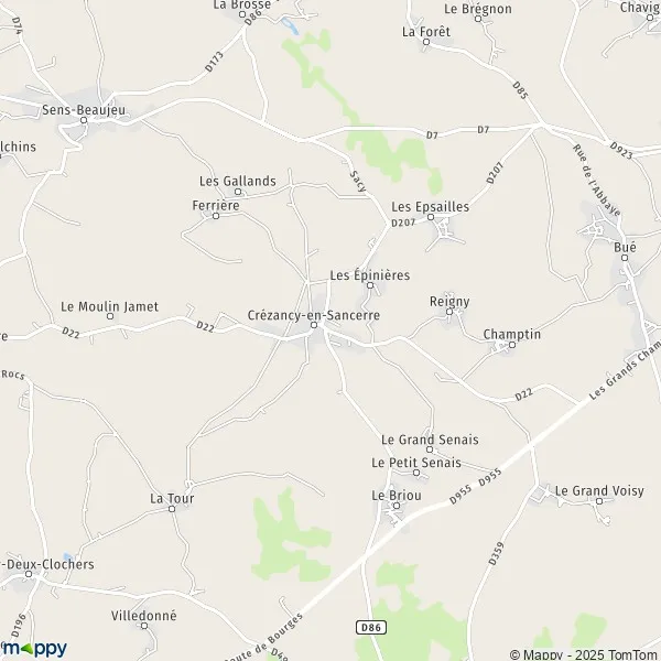 Map Crézancy-en-Sancerre: map of Crézancy-en-Sancerre (18300) and ...