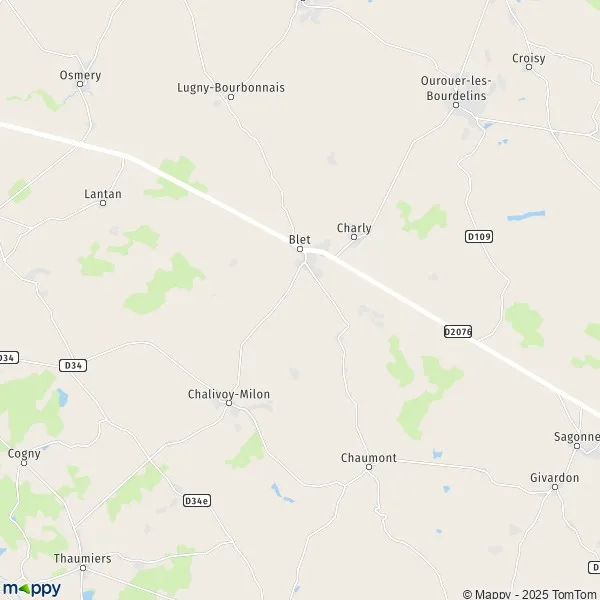 Map Blet: map of Blet (18350) and practical information