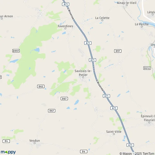 Map Saulzais-le-Potier: map of Saulzais-le-Potier (18360) and practical ...