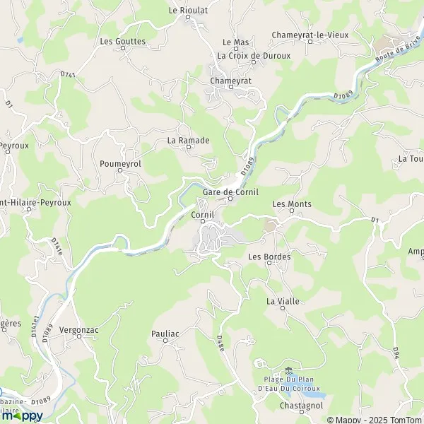 Map Cornil: map of Cornil (19150) and practical information