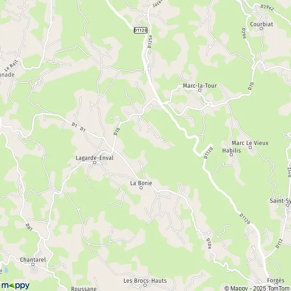 Map Lagarde-Marc-la-Tour: map of Lagarde-Marc-la-Tour (19150) and ...