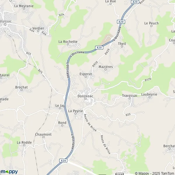Map Donzenac: map of Donzenac (19270) and practical information