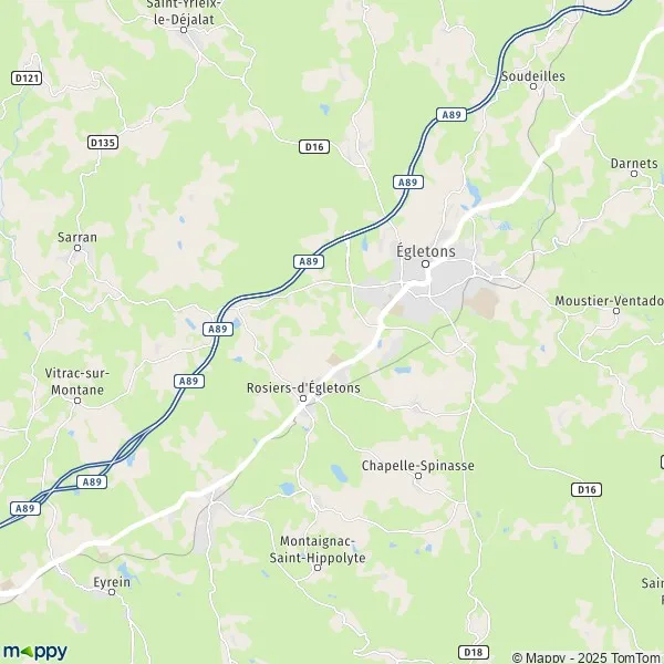 Map Rosiers-d'Égletons: map of Rosiers-d'Égletons (19300) and practical ...