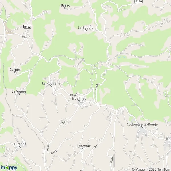 Map Noailhac: map of Noailhac (19500) and practical information