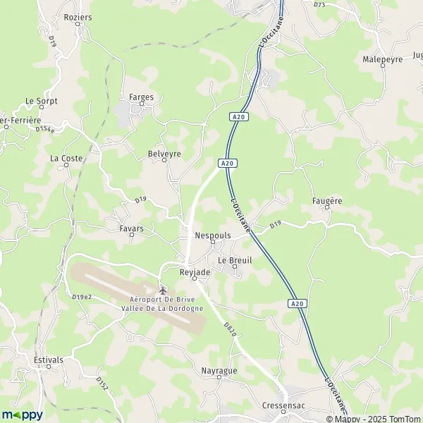 Map Nespouls: map of Nespouls (19600) and practical information