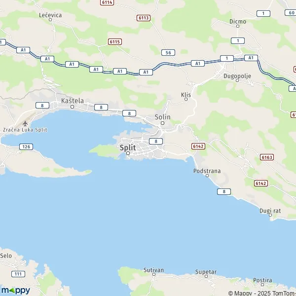 Map Split: map of Split (21000) and practical information