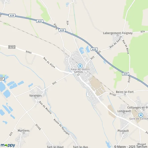 Map Genlis: map of Genlis (21110) and practical information