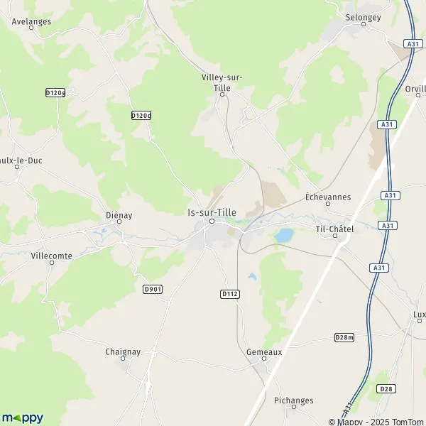 Map Is-sur-Tille: map of Is-sur-Tille (21120) and practical information