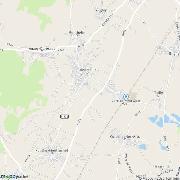 Map Meursault: map of Meursault (21190) and practical information