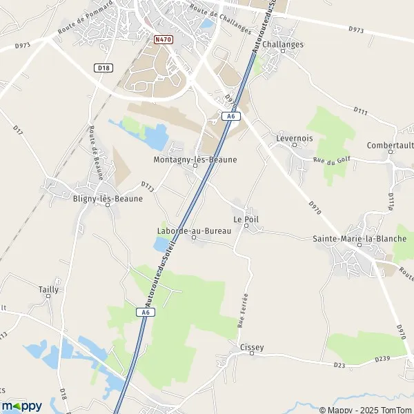 Map Montagny-lès-Beaune: map of Montagny-lès-Beaune (21200) and ...