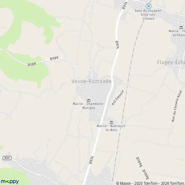 Map Vosne-Romanée: map of Vosne-Romanée (21700) and practical information