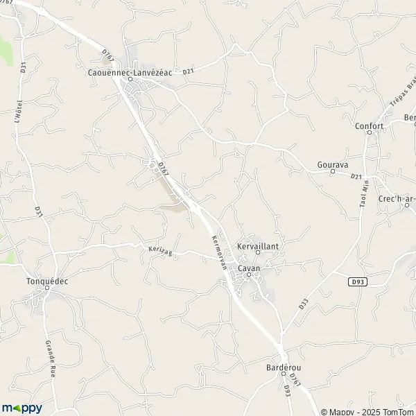 Map Cavan: map of Cavan (22140) and practical information
