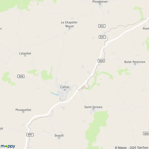 Map Callac: map of Callac (22160) and practical information