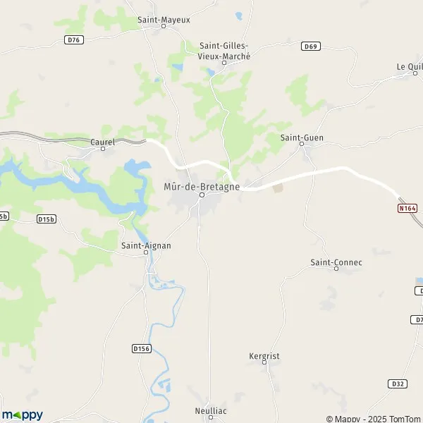 Map Mûr-de-Bretagne: map of Mûr-de-Bretagne (22530) and practical ...
