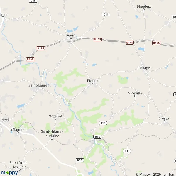 Map Pionnat: map of Pionnat (23140) and practical information