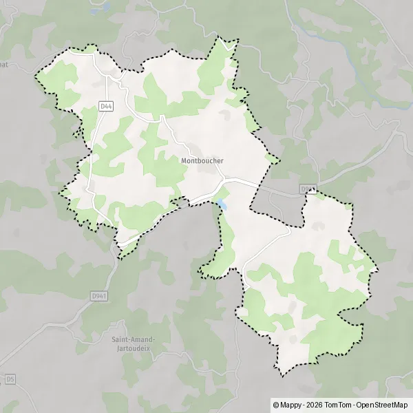 Map Montboucher: map of Montboucher (23400) and practical information