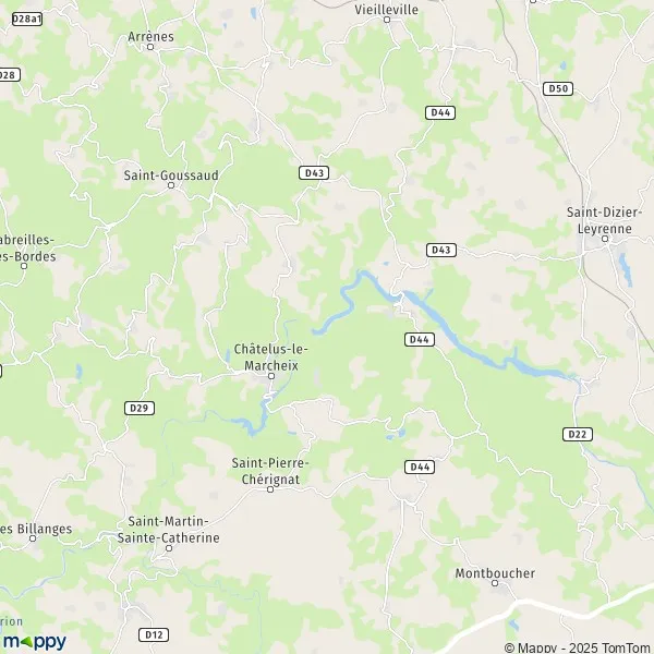 Map Châtelus-le-Marcheix: map of Châtelus-le-Marcheix (23430) and ...