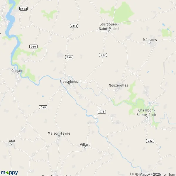 Map Fresselines: map of Fresselines (23450) and practical information