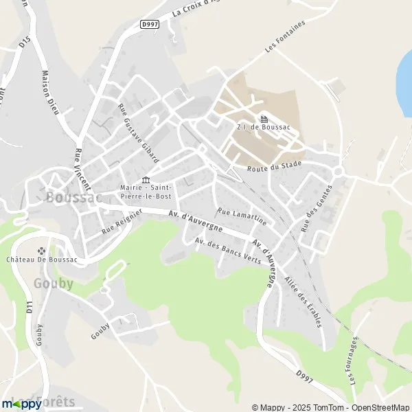 Map Boussac: map of Boussac (23600) and practical information