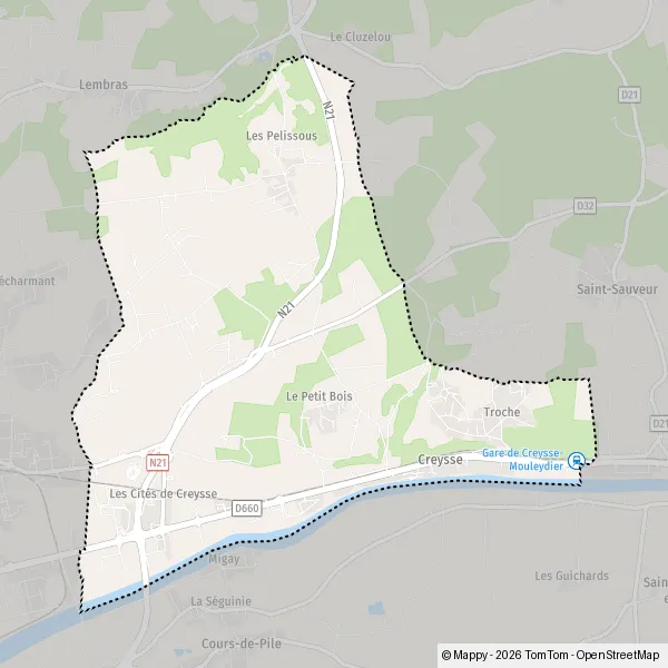 Map Creysse: map of Creysse (24100) and practical information