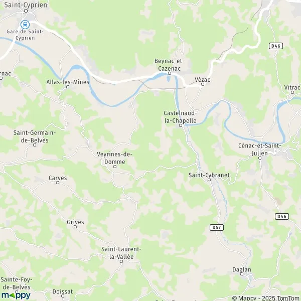 Map Castelnaud-la-Chapelle: map of Castelnaud-la-Chapelle (24250) and ...