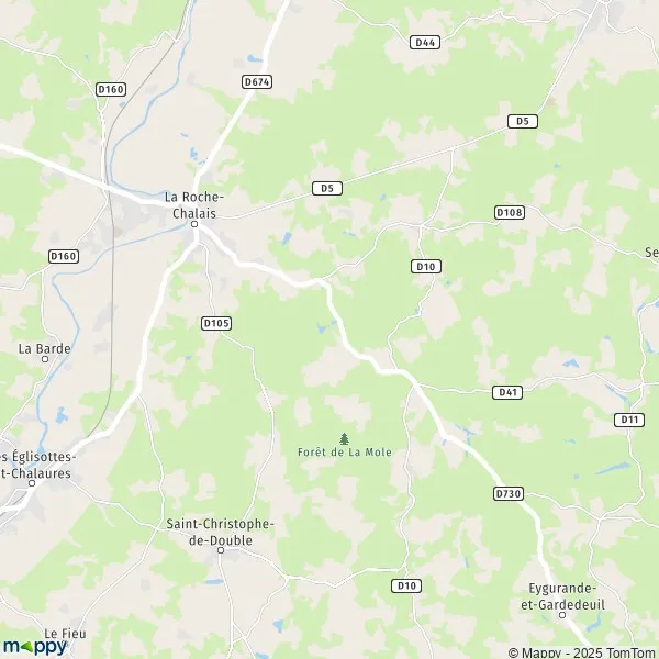 Map La Roche-Chalais: map of La Roche-Chalais (24490) and practical ...