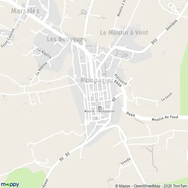 Map Monpazier: map of Monpazier (24540) and practical information