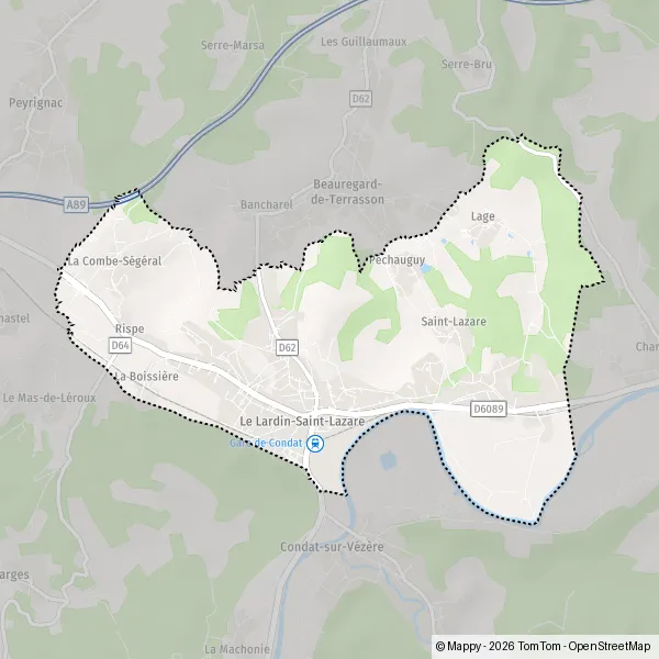 Map Le Lardin-Saint-Lazare: map of Le Lardin-Saint-Lazare (24570) and ...