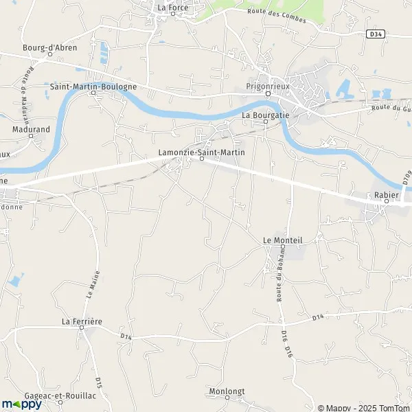 Map Lamonzie-Saint-Martin: map of Lamonzie-Saint-Martin (24680) and ...