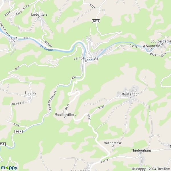 Map Saint-Hippolyte: map of Saint-Hippolyte (25190) and practical ...