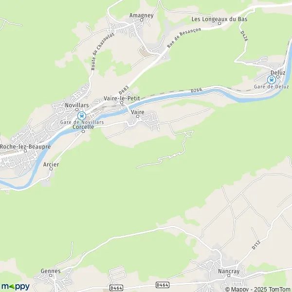 Map Vaire: map of Vaire (25220) and practical information