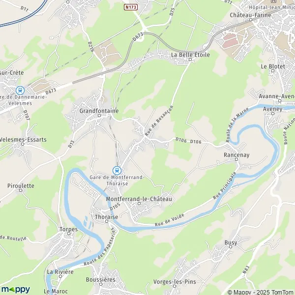 Map Montferrand-le-Château: map of Montferrand-le-Château (25320) and ...