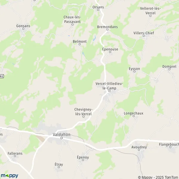 Map Vercel-Villedieu-le-Camp: map of Vercel-Villedieu-le-Camp (25530 ...