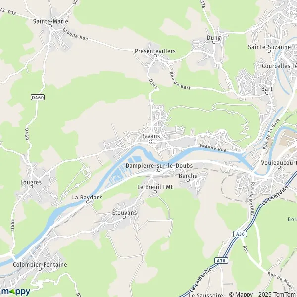 Map Bavans: map of Bavans (25550) and practical information