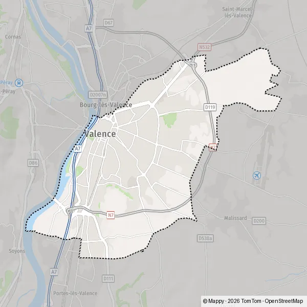 Map Valence: map of Valence (26000) and practical information