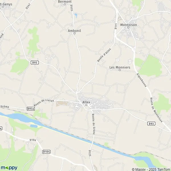 Map Allex: map of Allex (26400) and practical information