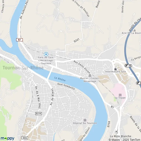 Map Tain-l'Hermitage: map of Tain-l'Hermitage (26600) and practical ...