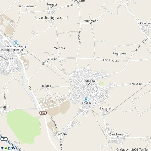 Map Codogno: map of Codogno (26845) and practical information