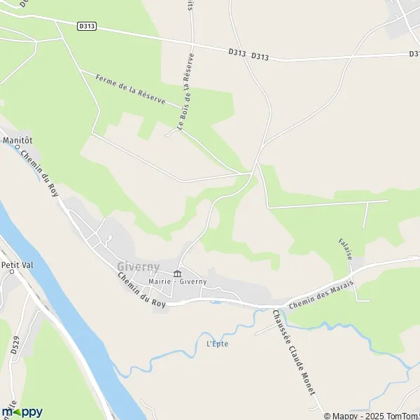 Map Giverny: map of Giverny (27620) and practical information