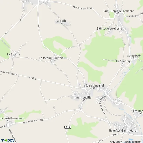 Map Bézu-Saint-Éloi: map of Bézu-Saint-Éloi (27660) and practical ...