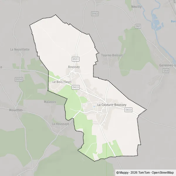 Map La Couture-Boussey: map of La Couture-Boussey (27750) and practical ...