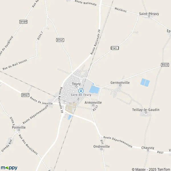 Map Toury: map of Toury (28310) and practical information