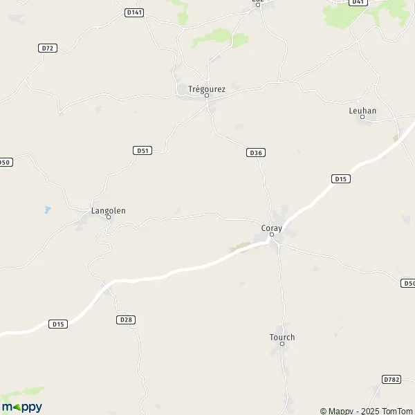 Map Coray: map of Coray (29370) and practical information