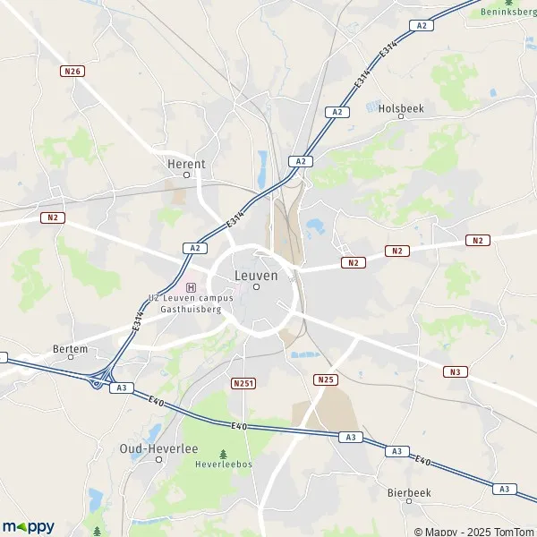 Map Leuven: map of Leuven (3000) and practical information