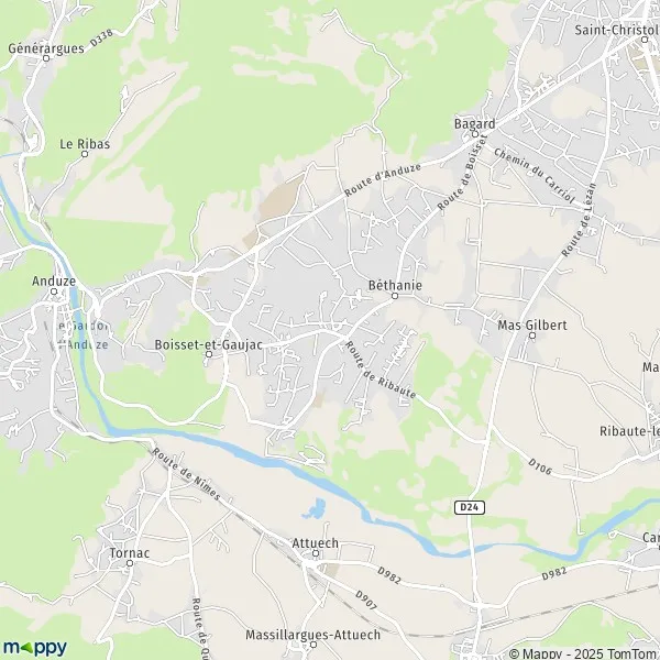 Map Boisset-et-Gaujac: map of Boisset-et-Gaujac (30140) and practical ...