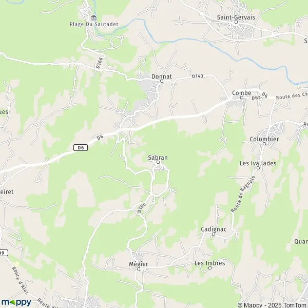 Map Sabran: map of Sabran (30200) and practical information