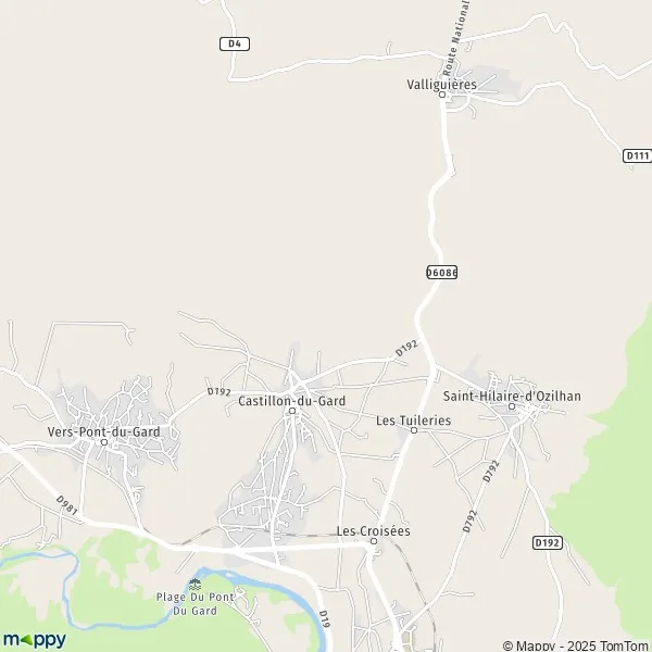 Map Castillon-du-Gard: map of Castillon-du-Gard (30210) and practical ...