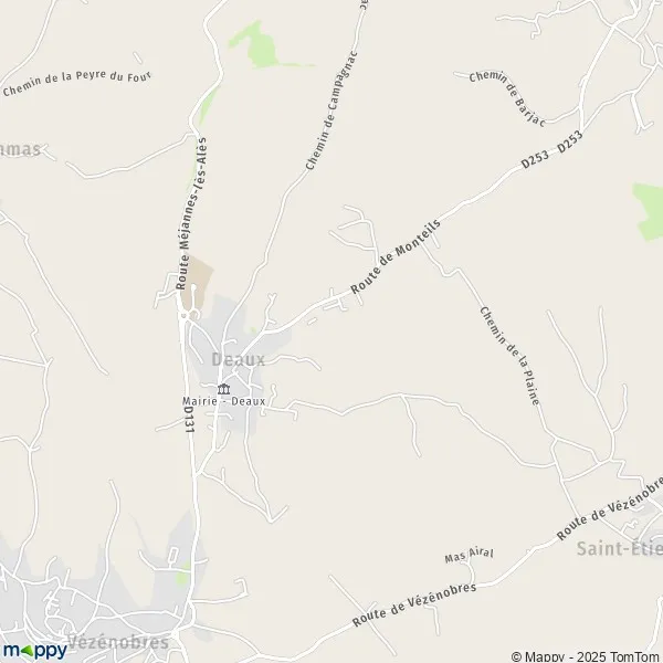 Map Deaux: map of Deaux (30360) and practical information