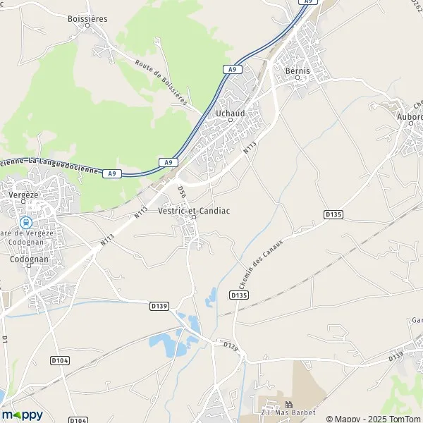 Map Vestric-et-Candiac: map of Vestric-et-Candiac (30600) and practical ...